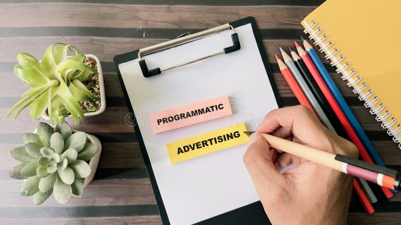 Concept of Programmatic Advertising Write on Sticky Notes on Wooden ...