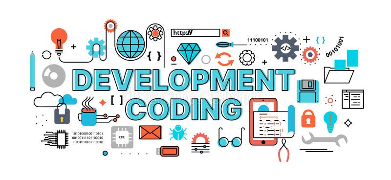 Concept of Programming, Development Software and Coding Process Stock ...