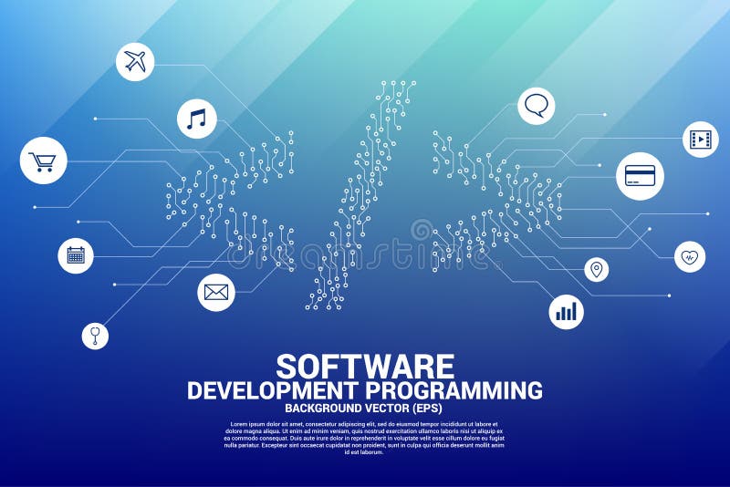 Vector Dot Connect Line Circuit Board Style Software Development Programming Tag Icon. Stock ...