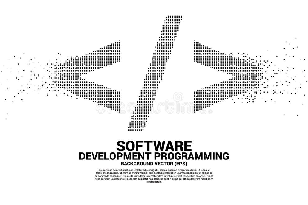 Vector Software Development Programming Tag Icon with Square Dot Pixel ...