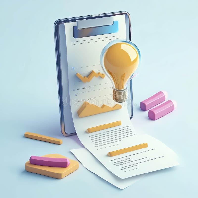 Concept of Project Closure with Clipboard, Documents, and Light Bulb ...