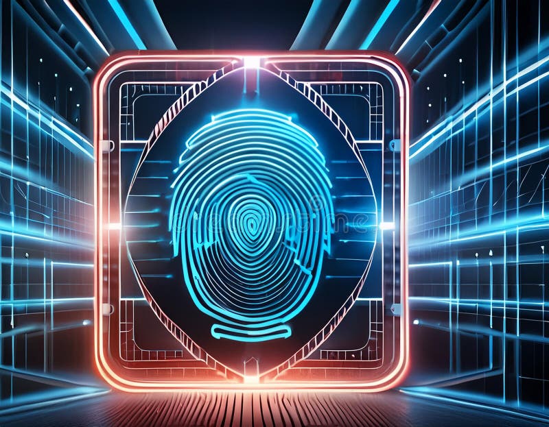 Concept Protect Personal Data. Security System with Fingerprint on ...