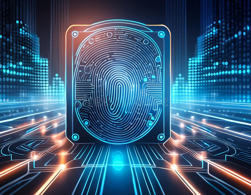 Concept Protect Personal Data Security System With Fingerprint On