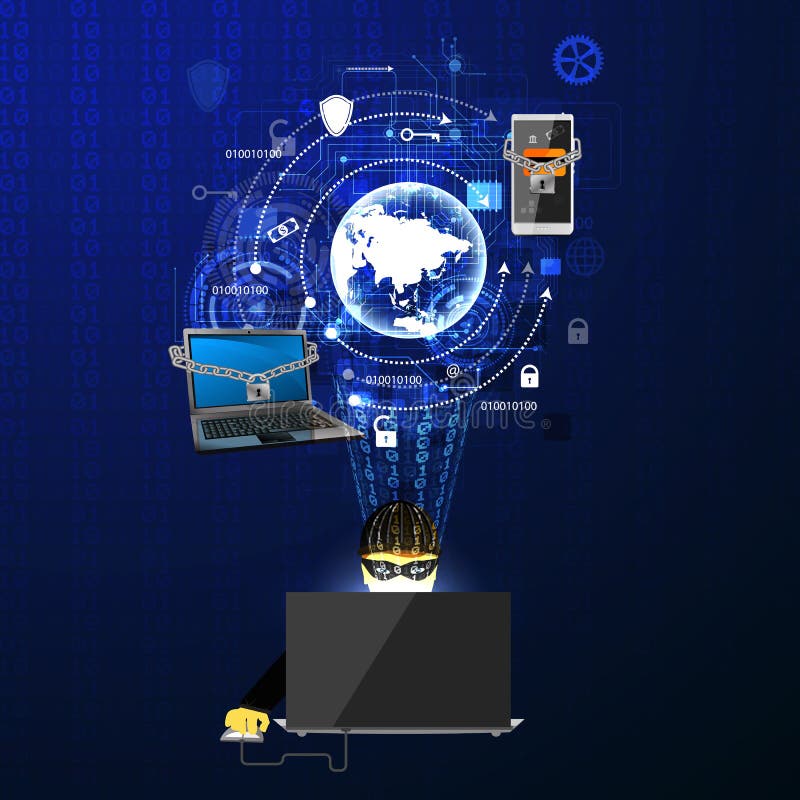 Concept of Protection Against Hacking Stock Illustration - Illustration ...