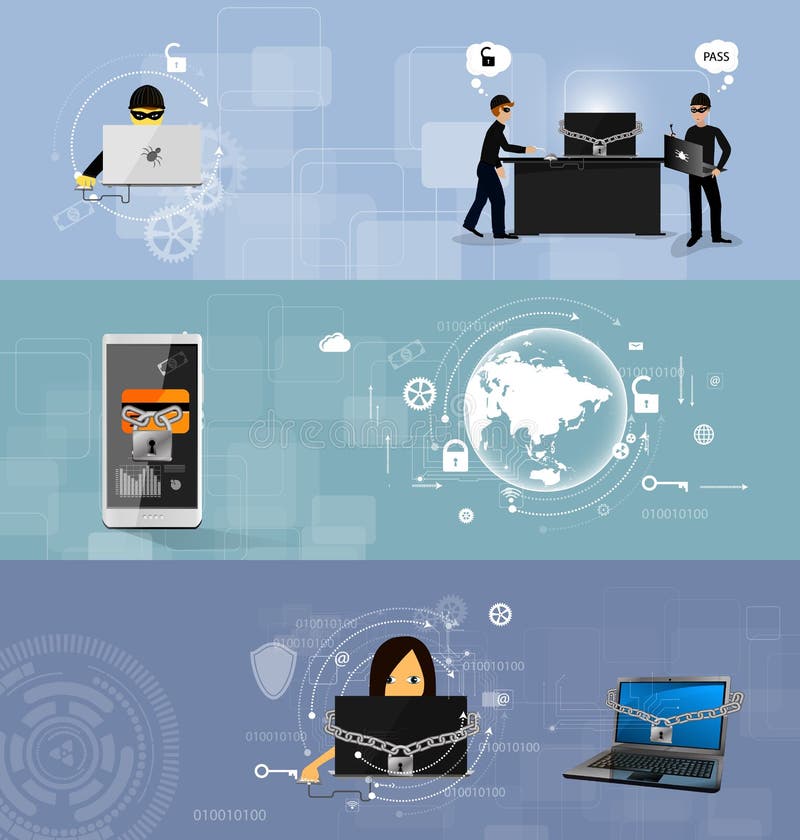 Concept of Protection Against Hacking Stock Illustration - Illustration ...