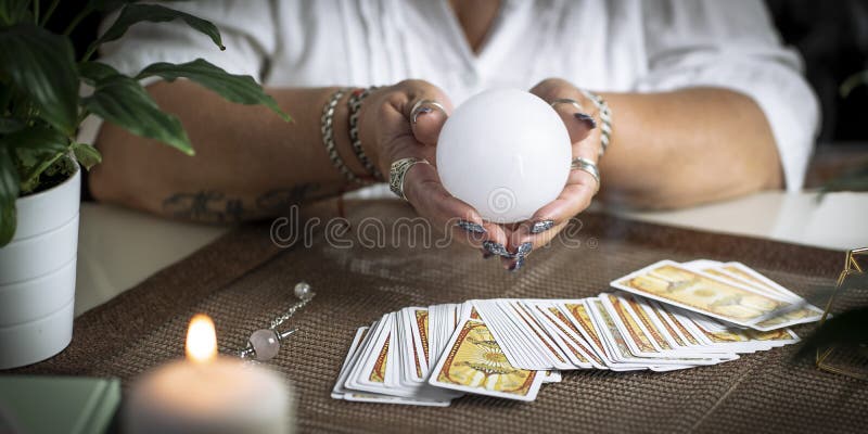 Concept of Psychic Advisor or Ways of Divination with Cards. Editorial ...
