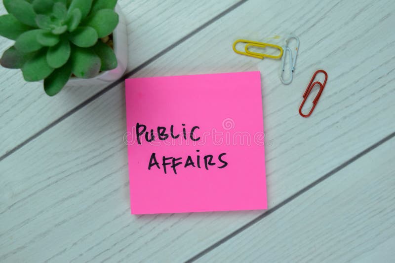 Concept of Public Affairs Write on Sticky Notes Isolated on Wooden ...