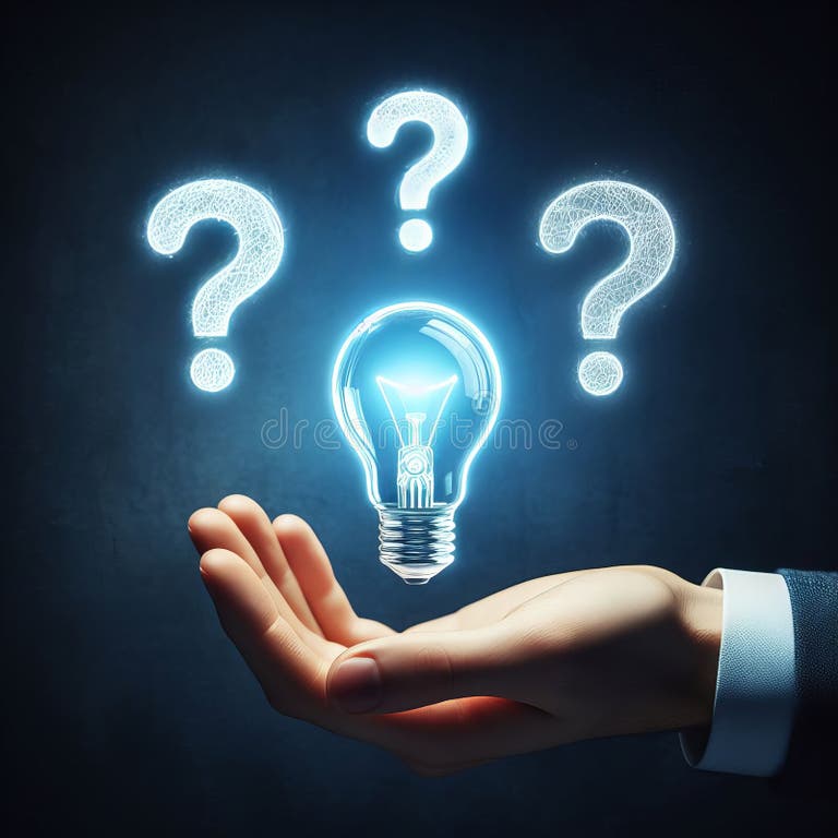 Concept of Questioning and Ideas with Light Bulb Stock Image - Image of ...