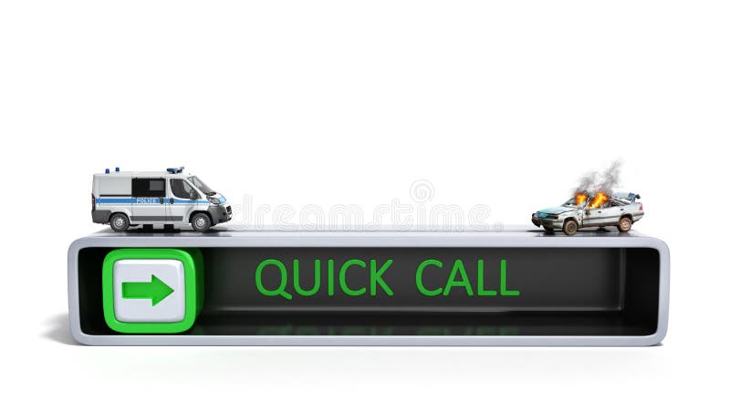 Concept of Quick Call of Police 3d Render on White Stock Illustration ...