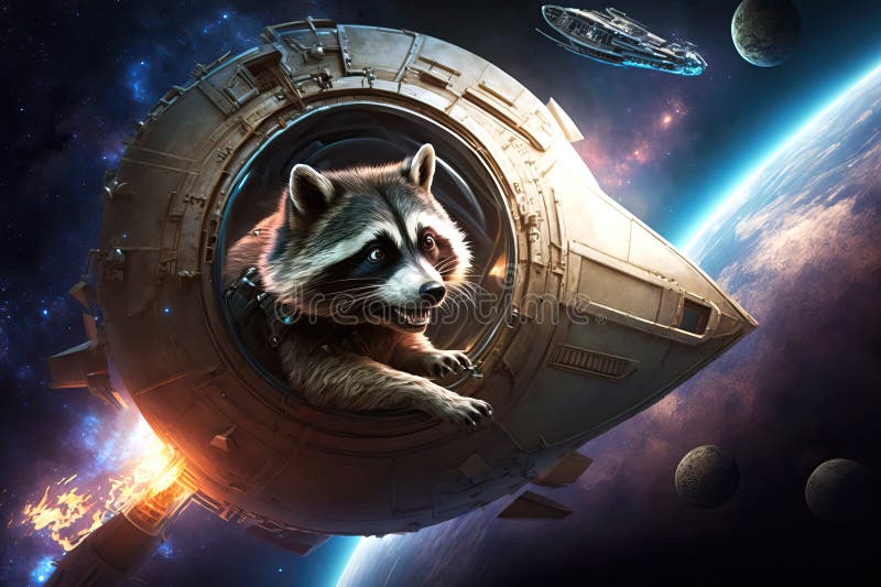Raccoon in Space - Generative AI Stock Illustration - Illustration of suit, freedom: 274244230