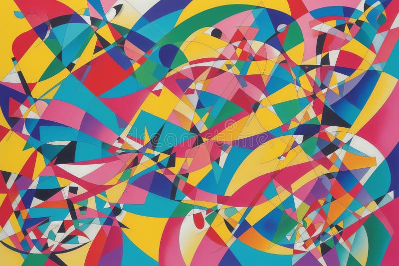 Rainbow Geometry Bold and Vibrant Abstract Art with Geometric Shapes ...