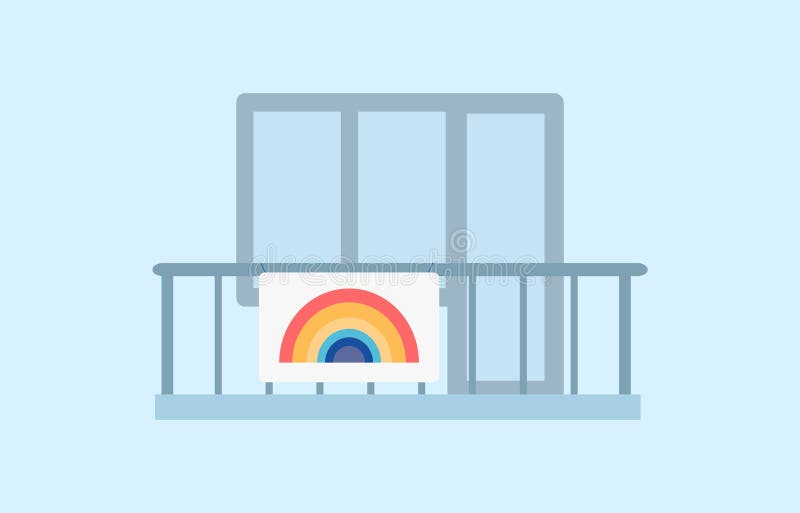 Concept Rainbow of Hope in Self Isolation and Quarantine. a Poster with ...
