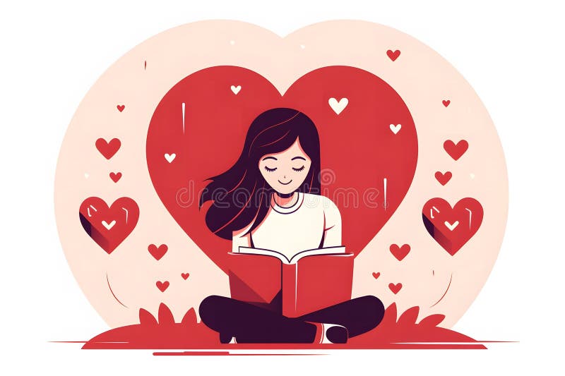 Concept Reading Day Minimal Flat Design of Girl Reading Book, Generated ...
