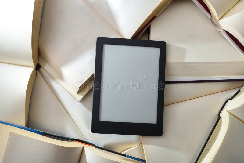Concept between Reading in Digital and Paper Stock Image - Image of ...