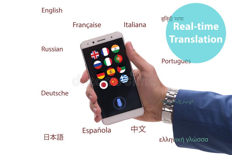 Concept of Real Time Translation with Smartphone App Stock Image ...