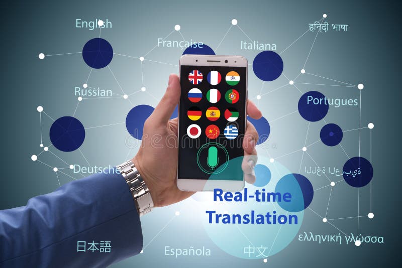 Concept of Real Time Translation with Smartphone App Stock Image ...