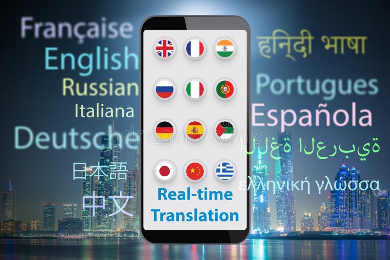 Concept of Real Time Translation with Smartphone App - 3d Render Stock ...