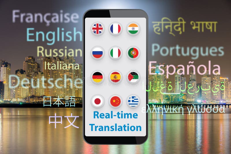 Concept of Real Time Translation with Smartphone App - 3d Render Stock ...