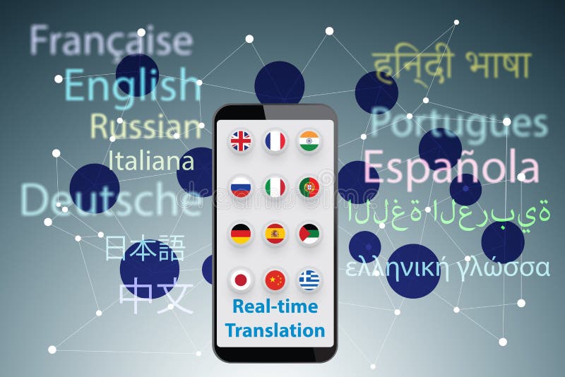 Concept of Real Time Translation with Smartphone App - 3d Render Stock ...