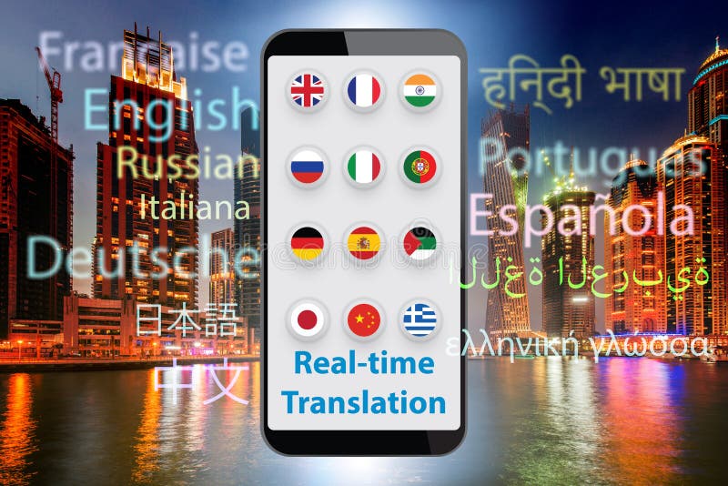 Concept of Real Time Translation with Smartphone App - 3d Render Stock ...