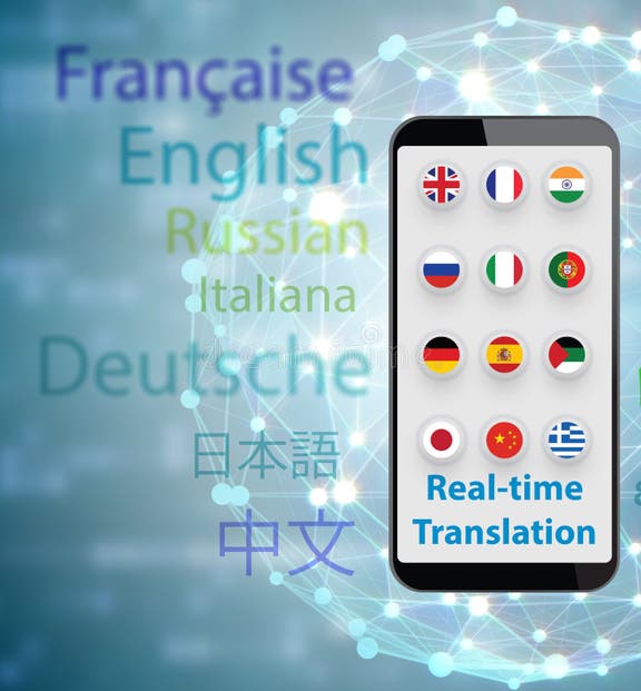 Concept of Real Time Translation with Smartphone App - 3d Render Stock ...