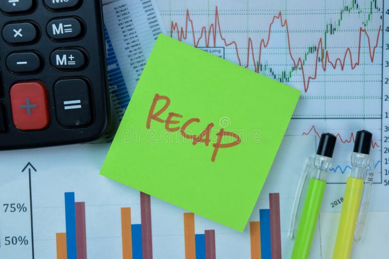 Concept of Recap Write on Sticky Notes Isolated on Wooden Table Stock ...