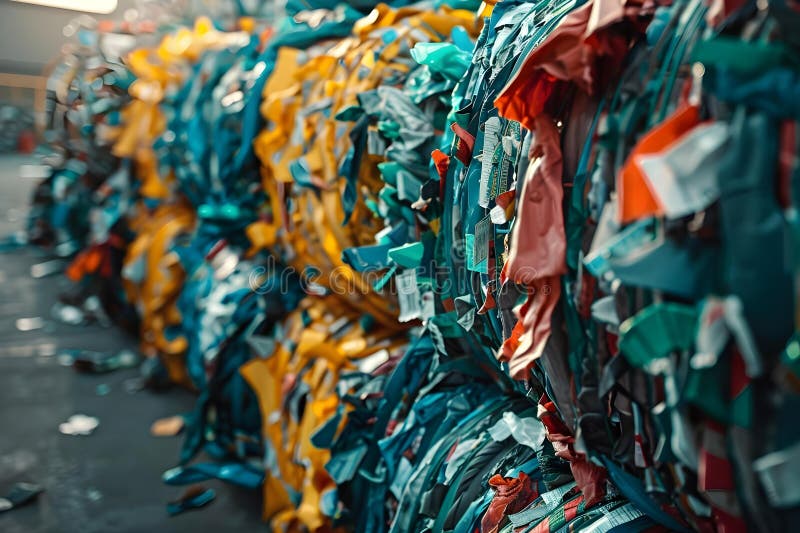 Compacted Recycled Bundles at Recycling Facility: Streamlining Disposal ...