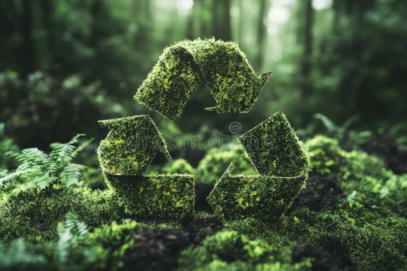 A Concept Recycling Sign Made from Branches, Leaves, and Waste ...