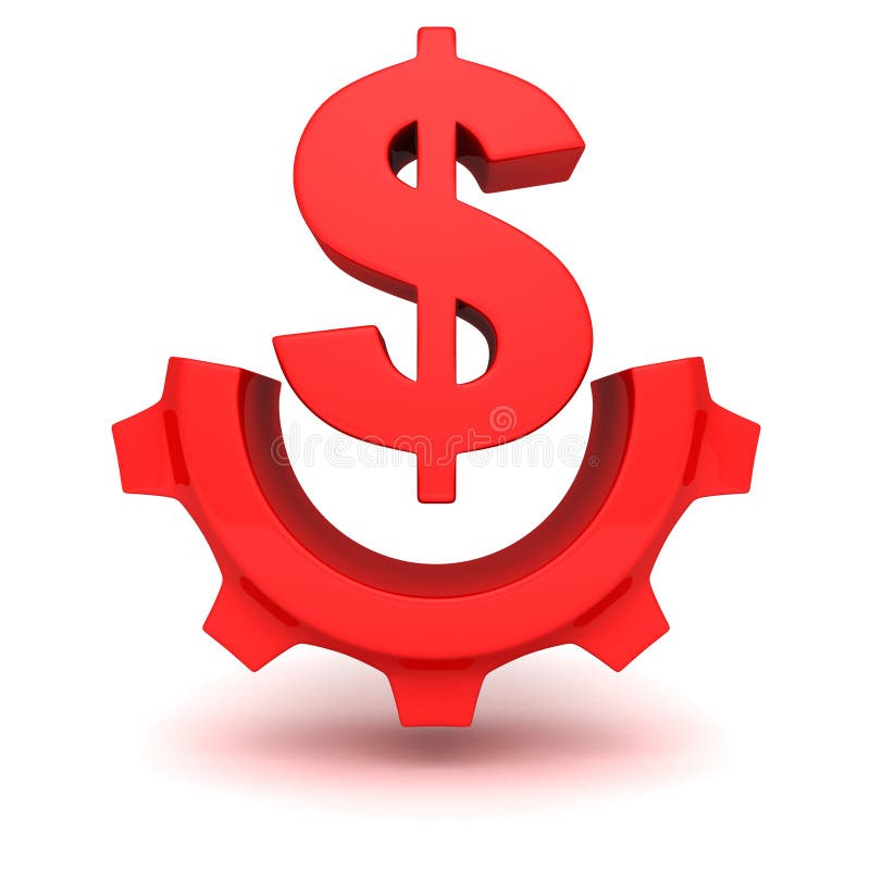 Concept Red Dollar Currency Symbol Work Gear Icon Stock Illustration ...