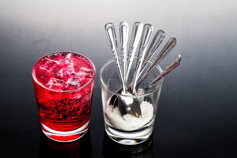 Concept of Red Fizzy Drinks with Unhealthy Sugar Content Stock Image ...
