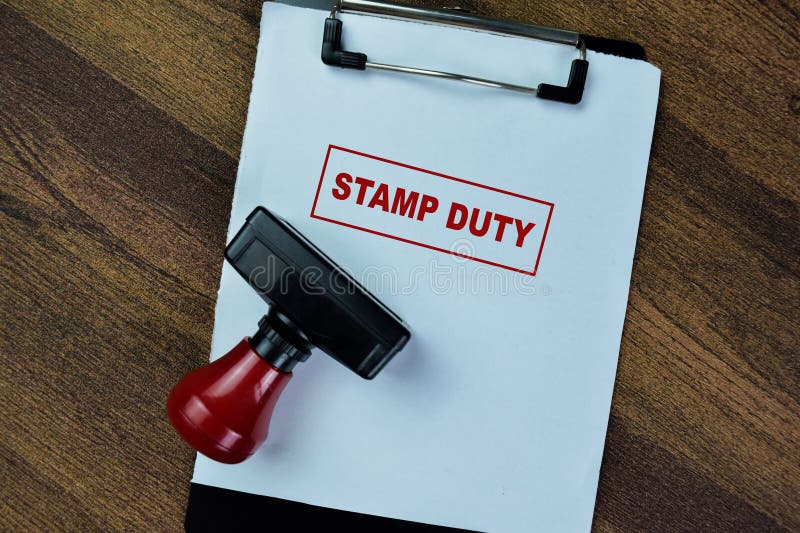 Concept of Red Handle Rubber Stamper and Stamp Duty Text Isolated on on ...