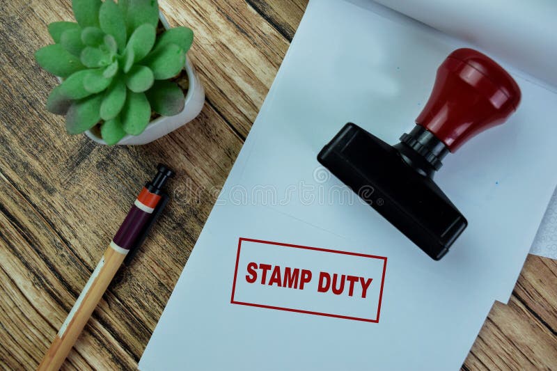Concept of Red Handle Rubber Stamper and Stamp Duty Text Isolated on on ...