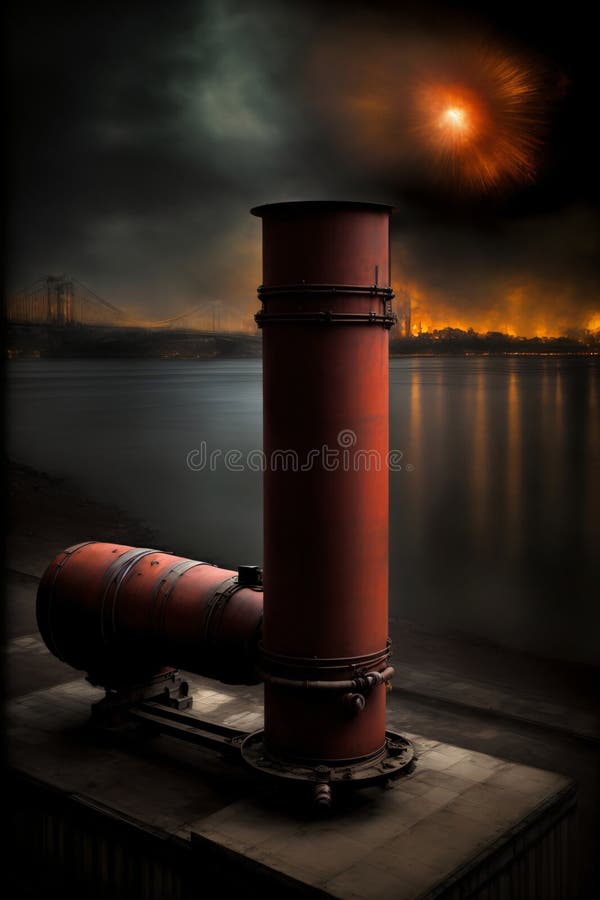 A Red Pipe Sitting on Top of a Wooden Platform. Generative AI Stock ...