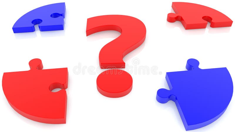 Concept of Red Question Mark and Puzzle in Red and Blue Stock ...