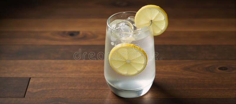 A Refreshing Gin Tonic Served Over Ice with a Sliced Lemon on a Rustic ...