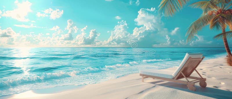 Concept of Relaxation on the Ocean Shore, White Sand and Palm Leaves ...