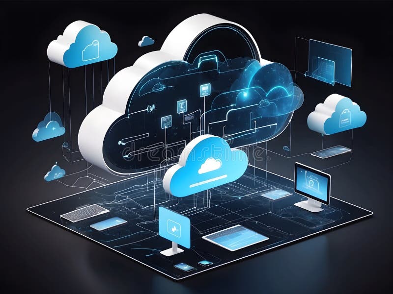 The Power and Potential of Cloud Computing and Data Storage Stock Illustration - Illustration of ...
