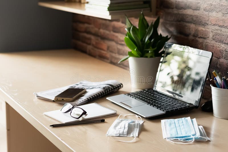 The Concept Remote Online Learning Work Self-isolation. Workplace ...