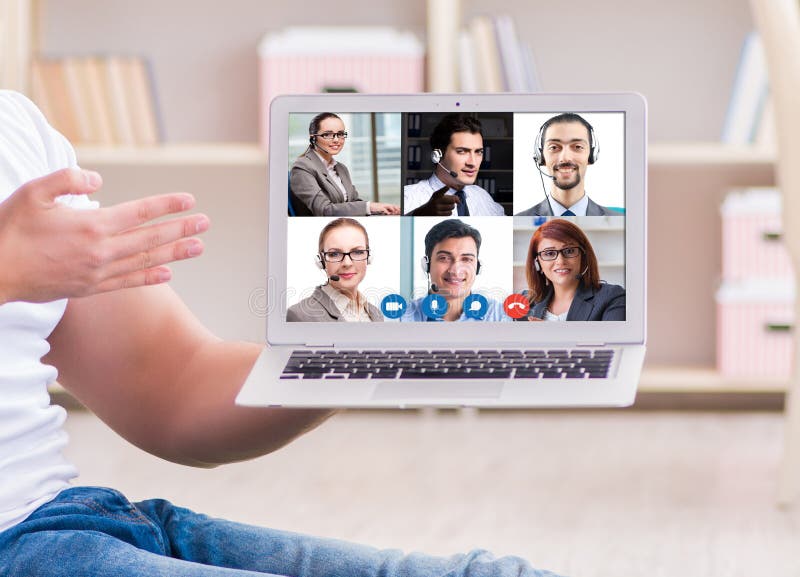 Concept of Remote Video Conferencing during Pandemic Stock Image ...