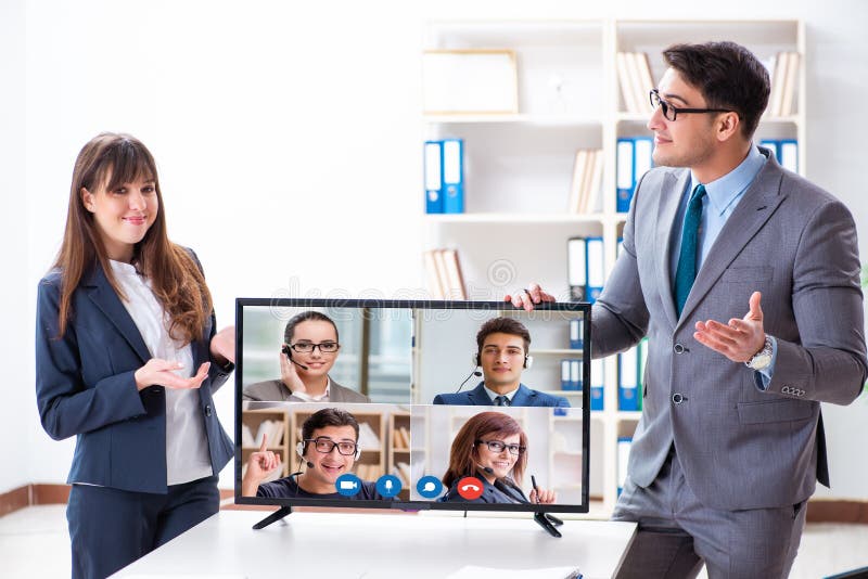 Concept of Remote Video Conferencing during Pandemic Stock Photo ...