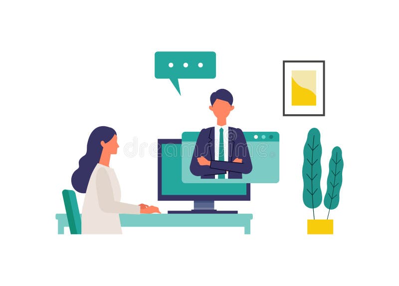 Concept for Remote Work, Online Class, Teleconference. Vector ...