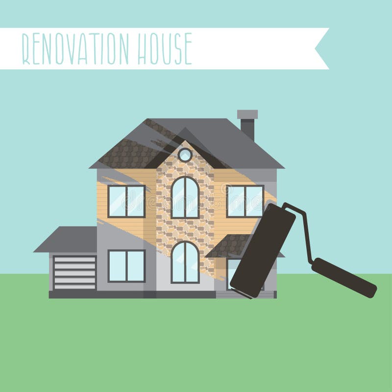 Concept Renovation Illustrations. Remodeling,flat Design Ho Stock ...