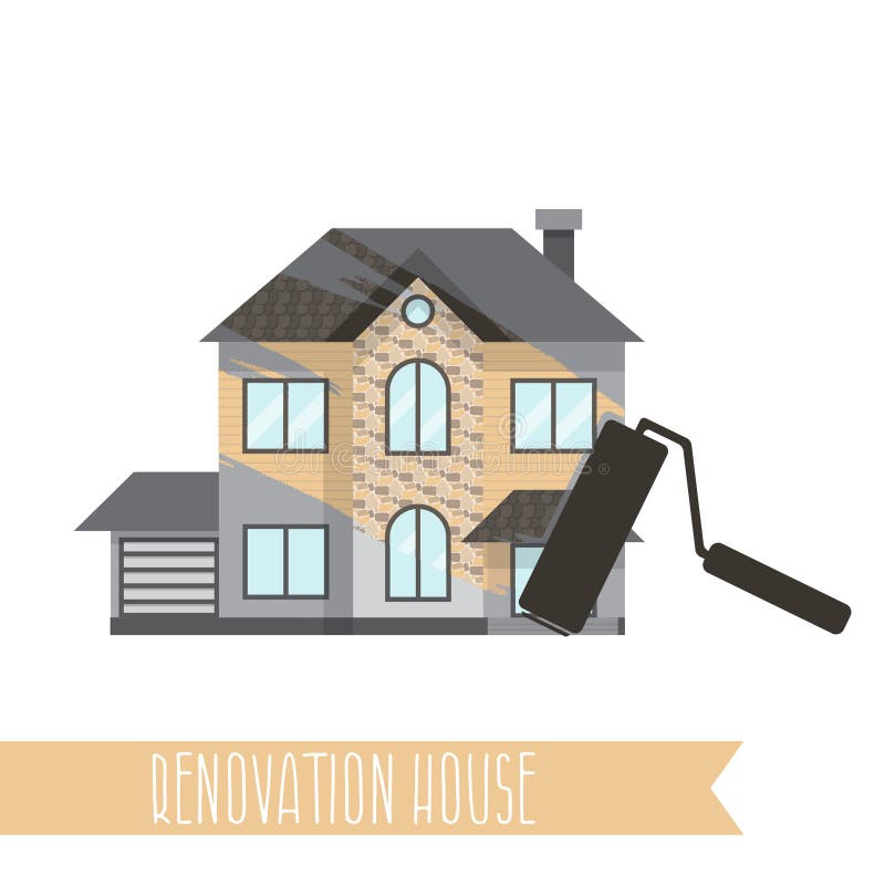 Concept Renovation Illustrations. Remodeling,flat Design Ho Stock ...