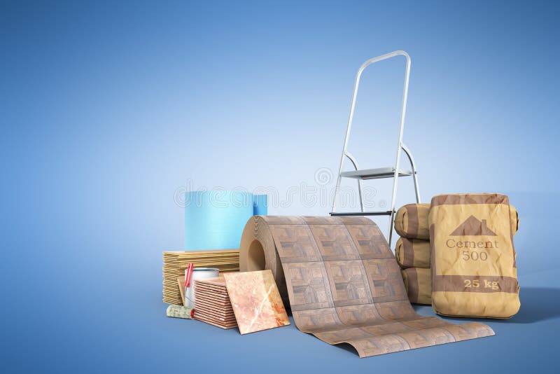 Concept of Repair Work Construction Materials Isolated on White Stock ...