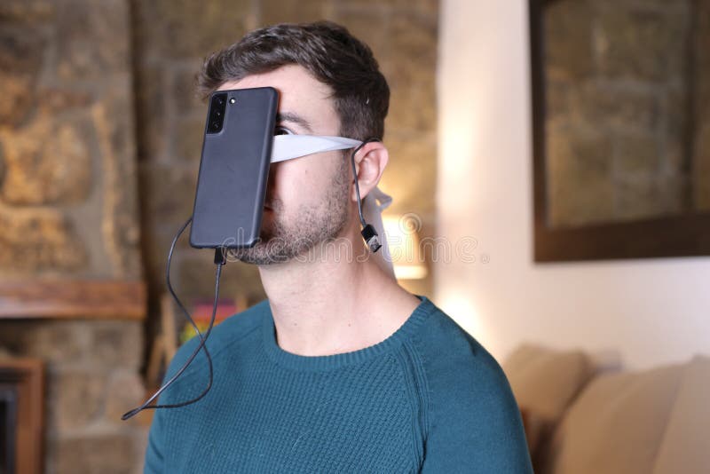 Concept Representing Man and Smartphone Overuse Stock Photo - Image of ...