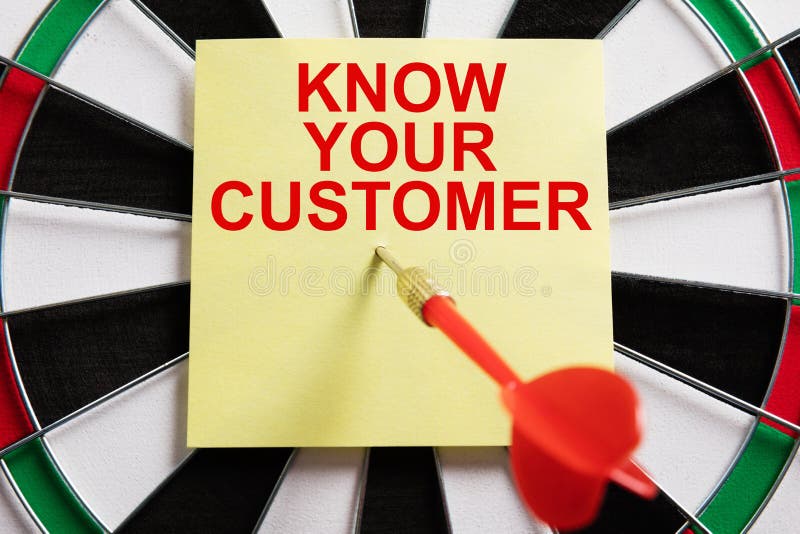 Dart on Adhesive Note with Know Your Customer Text Stock Photo - Image ...