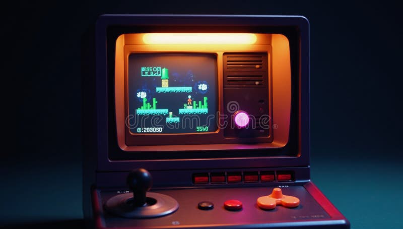 A Retrostyle Video Game Console Featuring Vibrant Pixels Stock ...