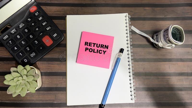 Concept of Return Policy Write on Sticky Notes Isolated on Wooden Table ...