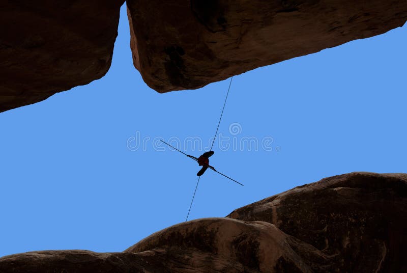 Concept of Risk Taking Man Balancing on the Rope Stock Photo - Image of ...