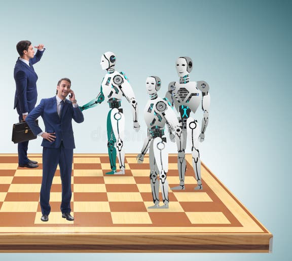 Concept of Rivalry between Robots and Humans Stock Image - Image of ...